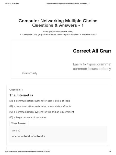 Computer Networking Multiple Choice Questions And Answers 1 Pdf