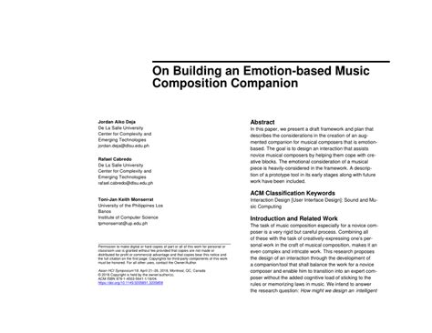 Pdf On Building An Emotion Based Music Composition Companion