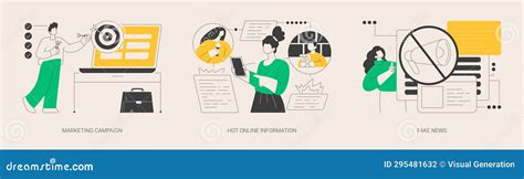 Social Network Content Abstract Concept Vector Illustrations Stock