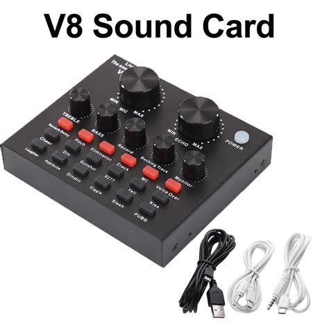 V8 Sound Card Audio Interface Bluetooth Usb Live Broadcast Mic Sound Card For Pc Mobile Record