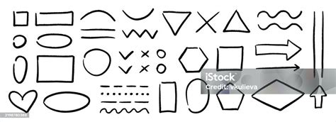 검은 분필 손으로 그린 모양과 프레임 세트 낙서한 숯 요소 컬렉션 연필 스케치 기호 다이어그램 및 계획에 대한 기호 거친 화살표 타원 사각형 직사각형 구불구불한 선 벡터 0