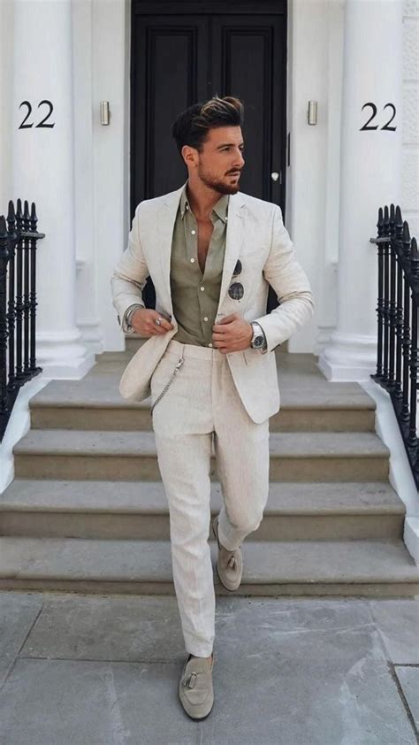 Men Linen Suits Beige 2 Piece Linen Beach Wedding Suit Groom Wear Suits Wedding Suit Mens Suits