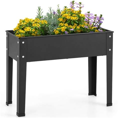 Costway 24 Outdoor Flower Deck Raised Garden Bed With Legs Metal
