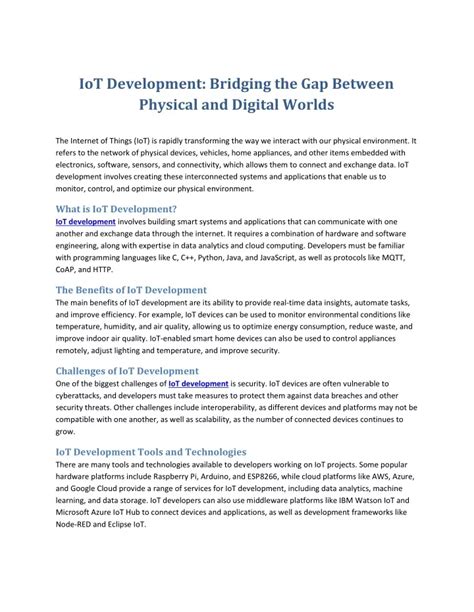 ppt iot development bridging the gap between physical and digital