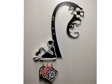 A Hanger With A Woman And A Cat For Earrings By Kotka Stokrotka Makerworld