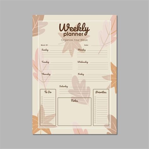 Premium Vector Weekly Planner A4 Template Vector