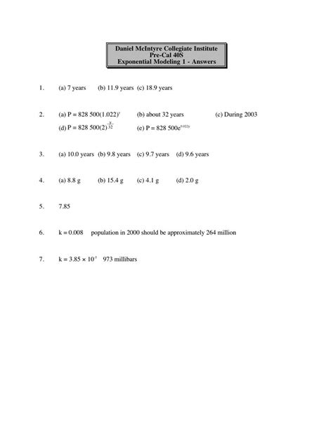 Pre Cal S Fall Exponential Modeling