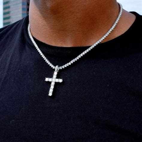 Diamond Cross In White Gold Mens Cross Necklace Gold Cross Necklace