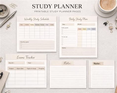 Study Planner Printable Weekly Daily Study Schedule Exam Tracker