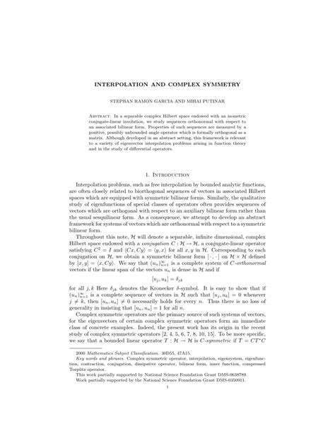 Pdf Interpolation And Complex Symmetry