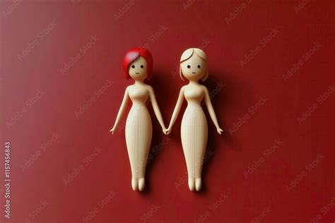 Simplified 3d Emoji Version Of Lovers Couple Using A Colour Palette Of Red Gold And Accents Of