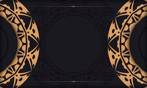 그리스 고급 장식과 로고를위한 장소와 검은 배너 템플릿 추상 패턴이 있는 엽서 디자인 0명에 대한 스톡 벡터 아트 및 기타