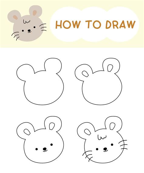 How To Draw Rat Face Cartoon Step By Step For Learning Kid Education Coloring Book