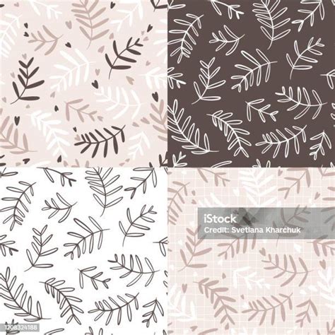 파스텔 색상의 패턴의 꽃 벡터 원활한 세트입니다 손으로 그린 간단한 낙서 그림입니다 섬유 벽지 포장 등에 이상적입니다 갈색에 대한 스톡 벡터 아트 및 기타 이미지 Istock