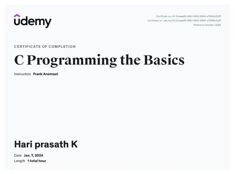 Hari Prasath K On Linkedin C Cprogramming Programming Udemy