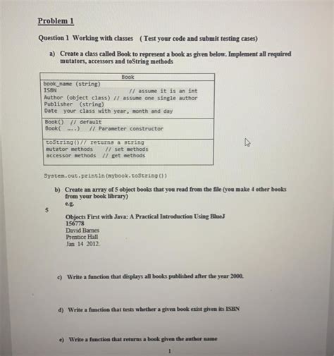 Solved Problem 1 Question 1 Working With Classes Test Your