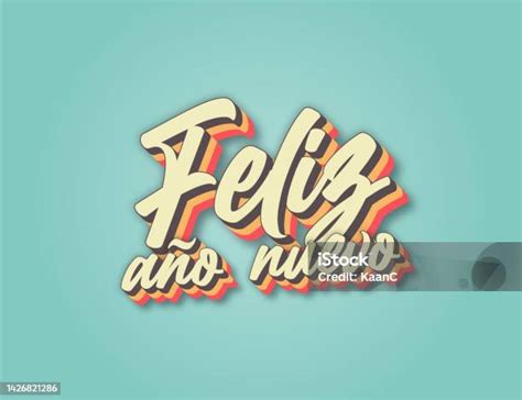 새해 복 많이 받으세요 복고풍 레터링 스페인어 레터링 펠리즈 아뇨 누에보 계절별 인사말 카드 템플릿 스톡 일러스트레이션 스페인어에 대한 스톡 벡터 아트 및 기타 이미지