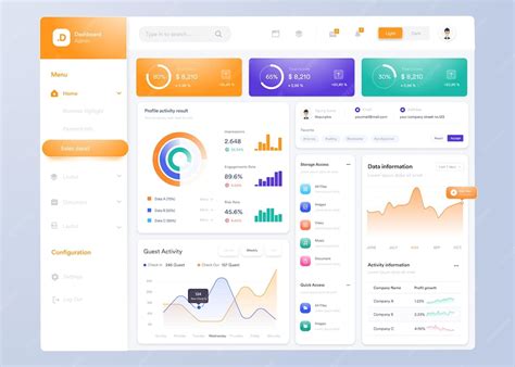 Premium Vector Ui Ux Infographic Dashboard Ui Design With Graphs Charts And Diagrams Web
