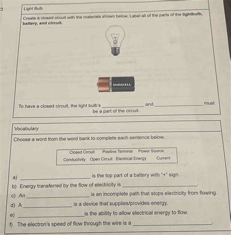 Solved 3 Light Bulb Create A Closed Circuit With The Materials Shown Solved 3 Light Bulb Create A Closed Circuit With The Materials Shown