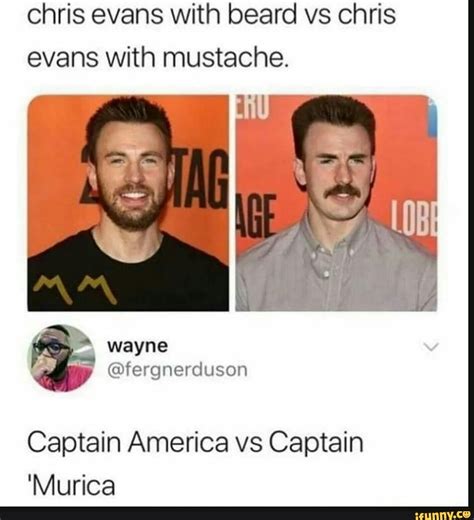 Chris Evans With Beard Vs Chris Evans With Mustache Captain America Vs