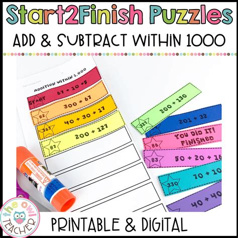 Add Subtract Within Start Finish Puzzles Printable Digital Google The Owl Teacher