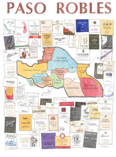 Paso Robles Wine Map Art Print 2025 Etsy