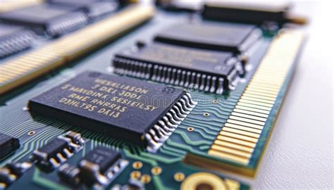 Closeup Of Samsung Computer Chip With Circuit Components And Engineering Details Stock Image
