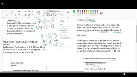 6361 Prime In Diagonal Weekly Contest 340 Leetcode Solutions With Explanations Youtube