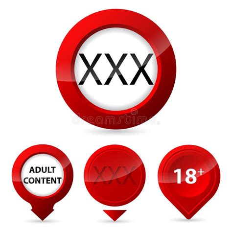 Red XXX Glow Button Set Stock Vector Illustration Of Site