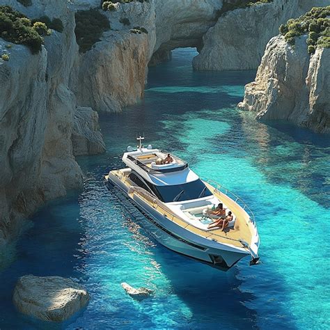 Luxurious Private Yacht Experience On A Greek Island Premium Ai Generated Image
