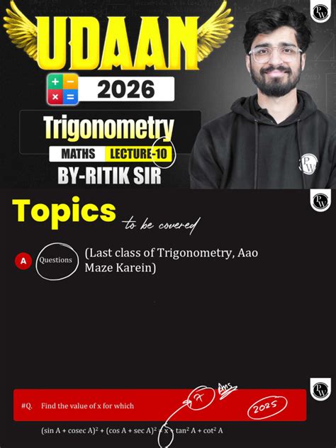 Trigonometry 10 Class Notes Udaan 2026 Pdf