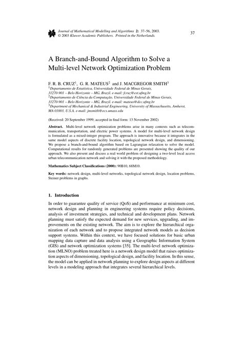 Pdf A Branch And Bound Algorithm To Solve A Multi Level Network