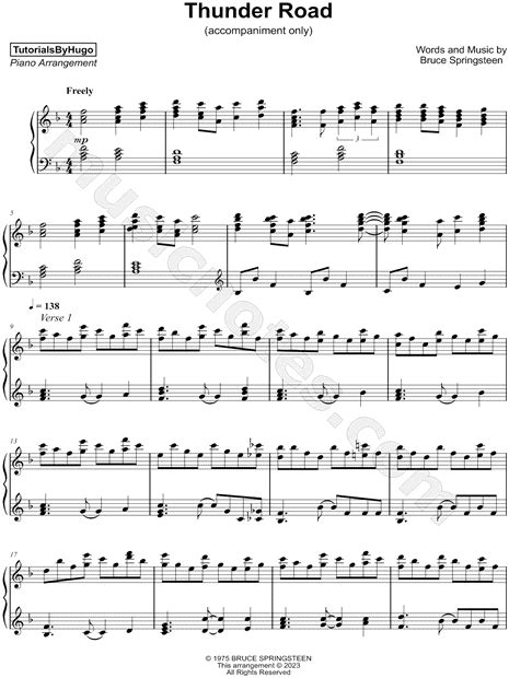 Tutorialsbyhugo Thunder Road [accompaniment Only] Sheet Music Piano