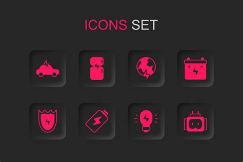 배터리 충전 냉장고 전기 자동차 크리 에이 티브 램프 조명 아이디어 자동차 배터리 티 플러그 전기 벼락과 번개 및 방패 아이콘이