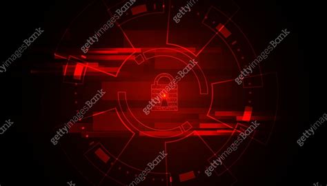 Abstract Circle Digital Cyber Security Padlock Connection And Communication Futuristic On Red