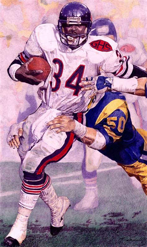 Walter Payton Chicago Bears By Mscampbell Color Pencil Drawing Art