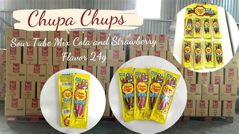 Gourmet Foods - Chupa Chups Sour Tube Mix Cola Strawberry 24g - YouTube
