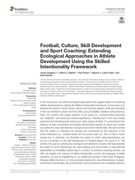 Extending Ecological Approaches Using The Skilled Intentionality Framework Pdf