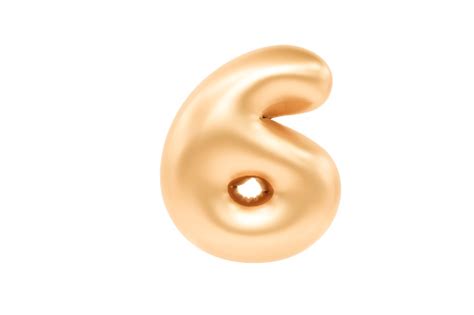 현실적인 3d 헬륨 풍선 프리미엄 3d 일러스트로 만든 황금 메텔릭 넘버 6 글꼴 금속에 대한 스톡 사진 및 기타 이미지 금속 디지털 생성 이미지 바람 Istock