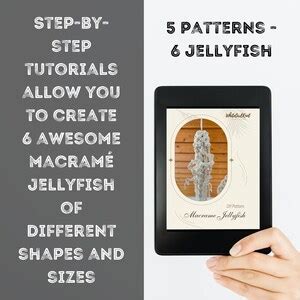 BUNDLE Of 6 Macrame Jellyfish DIY Patterns Macrame PDF Pattern Ocean Vibes Decor Set Of