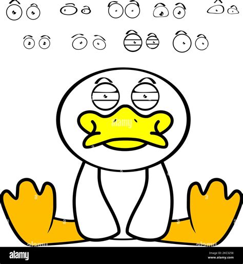Cute Sitting Duck Character Cartoon Expressions Set Collection