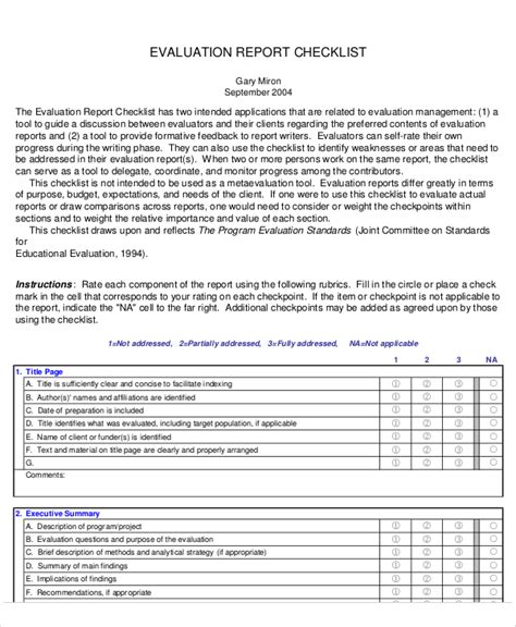 Free 15 Sample Evaluation Reports In Pdf Ms Word Apple Pages