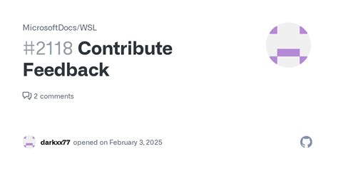 Contribute Feedback · Issue 2118 · Microsoftdocswsl · Github