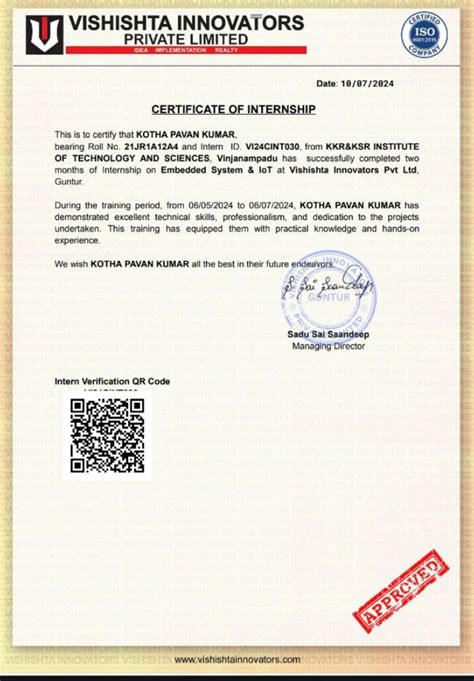 Kotha Pavan Kumar On Linkedin Iot Internship Techinnovation Vishishtainnovators Careergrowth