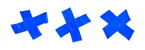 블루 덕트 테이프 크로스 세트 흰색 배경에 격리 된 고정을위한 사실적인 파란색 접착 테이프 십자가 접착제 십자가 사실적인 3d 벡터 일러스트레이션 3차원 형태에 대한 스톡