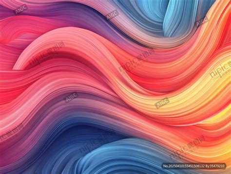 Ai创作图彩色 波纹 图案 流动 线条 绚丽 多彩 渐变 抽象 背景 艺术 视 动感 曲线 纹理 昵图网