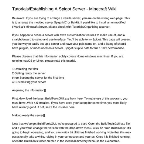 Tutorialssetting Up A Spigot Server Minecraft Wikisivsppdfpdf Docdroid
