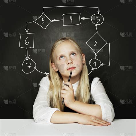 商务 儿童 女孩 概念 问题 可爱的 流程图 仅一个女孩 策略 肖像
