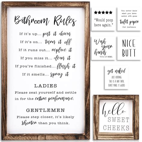 Farmhouse Bathroom Printable Signs Set Of 4 Blue Bathroom Wall Art