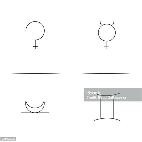 점성술 간단한 선형 아이콘 세트입니다 간단한 개요 아이콘 0명에 대한 스톡 벡터 아트 및 기타 이미지 0명 디자인 벡터 Istock